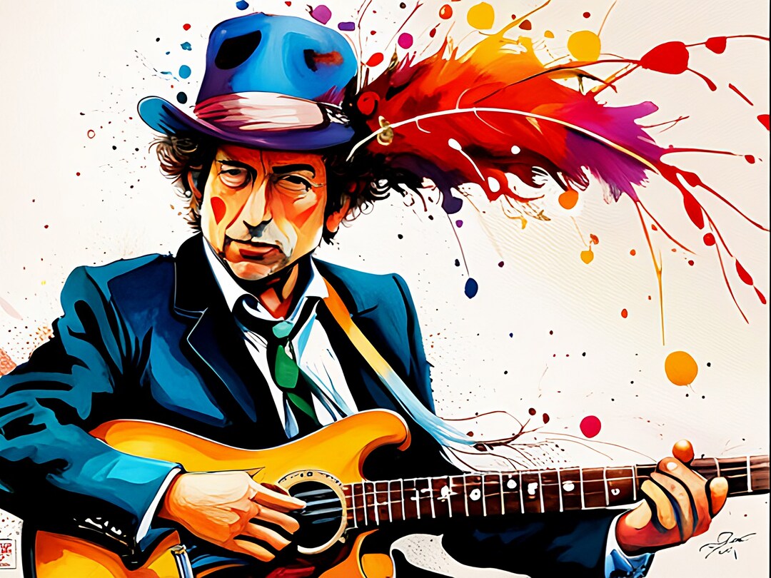 Vibrant Bob Dylan Digital Art Print - Wall Art, Decor, Music Icon - Etsy