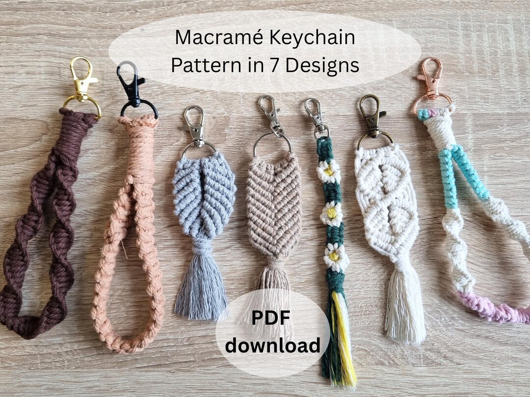 7 Tutorials Macramé Keychains / in English / PDF Instant Download ...
