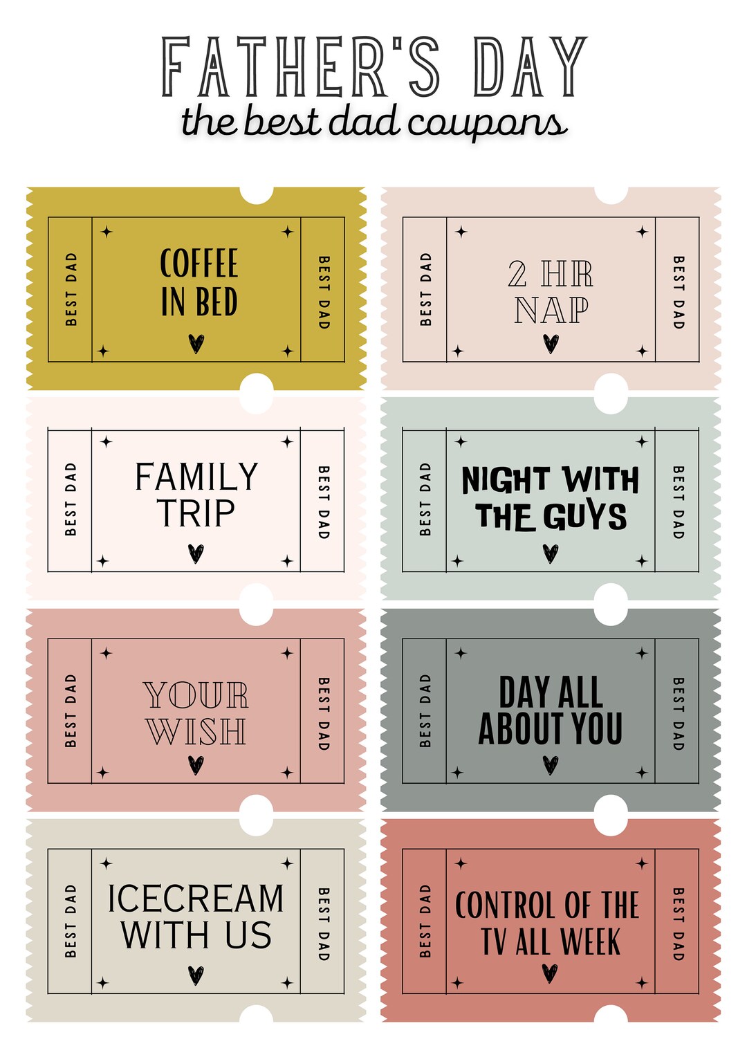 Funny Sweet Printable Coupons for Dad Fathers Day Gifts for His ...