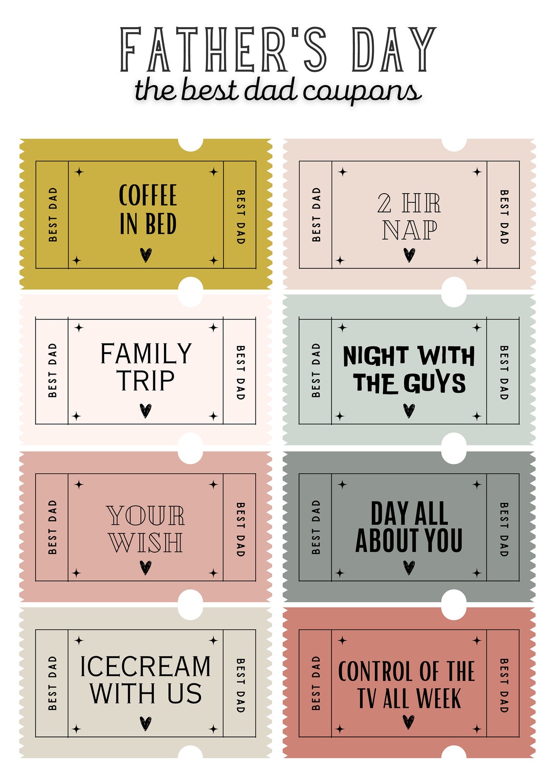 Funny Sweet Printable Coupons for Dad Fathers Day Gifts for His ...