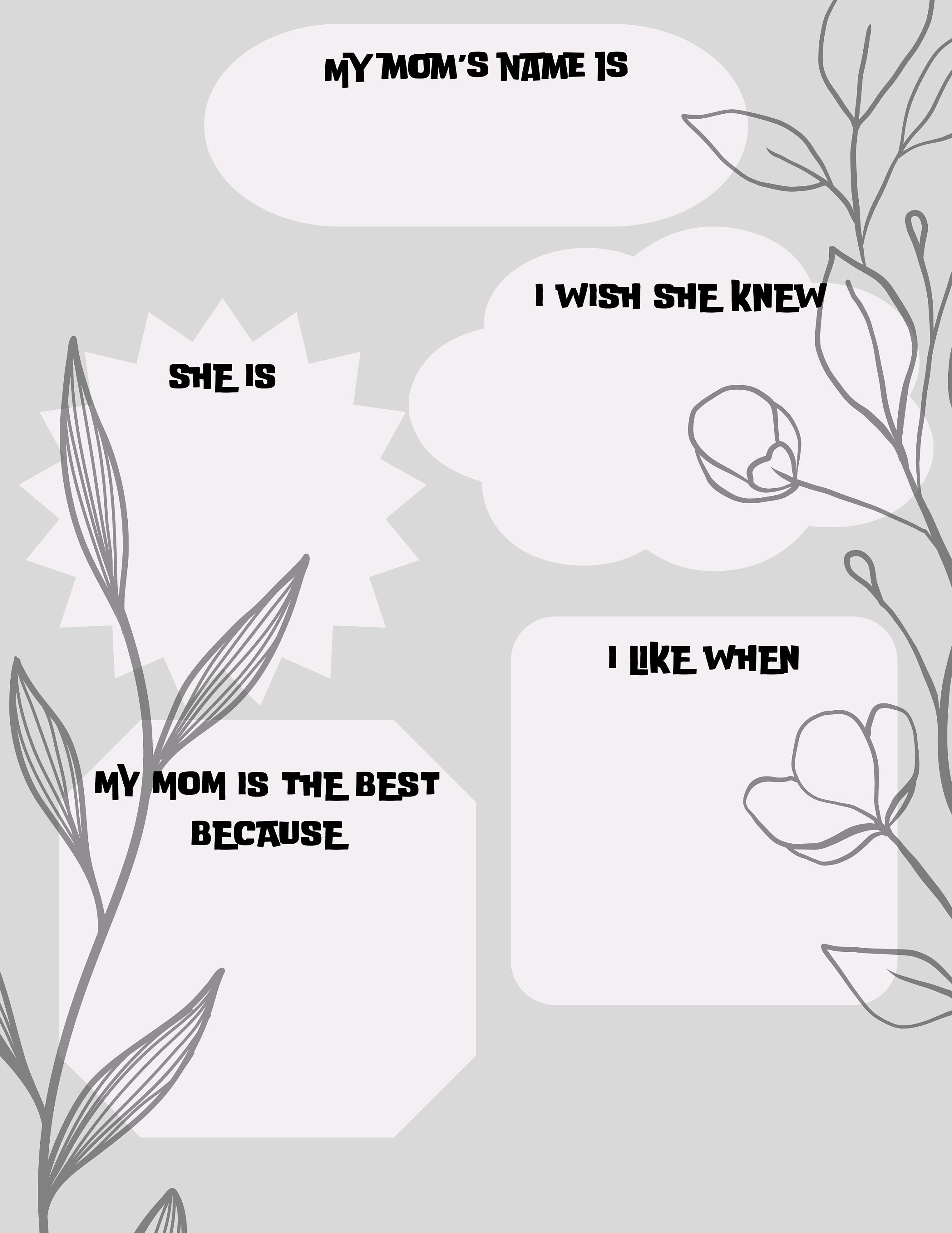 Printable Mothers Day Gift From Kids to Mom Why I Love Mom the Best Mom ...