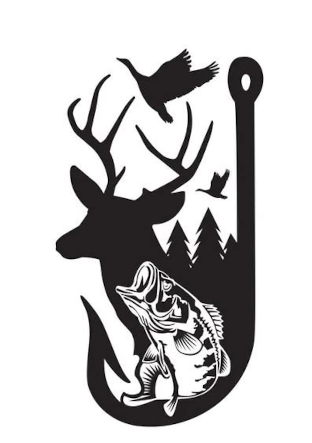 Fish Svg, Deer Hunting, Fishing Svg, Bass, Fish Hook, Duck Scenery SVG ...