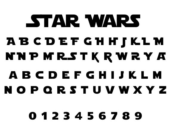 Star Wars Font Svg Font Svg Star Wars Alphabet Svg Font Svg Digital Download Star Wars
