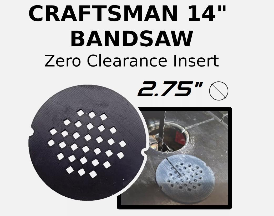 Bandsaw Table Zero-clearance Insert Plate (2.75 Dia) for 14” Craftsman ...