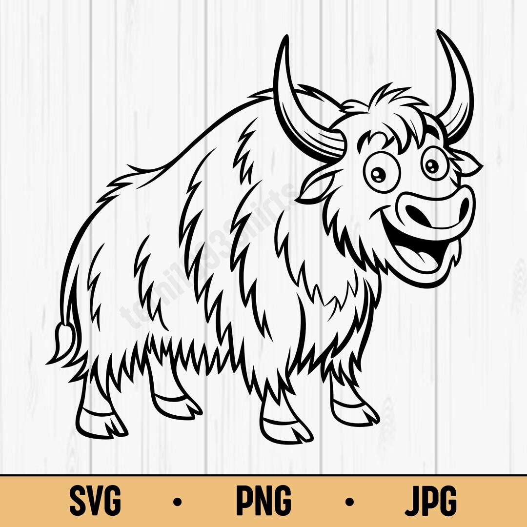 Cute Yak SVG PNG – Smiling Cartoon Yak Clipart for Kids, Fluffy ...