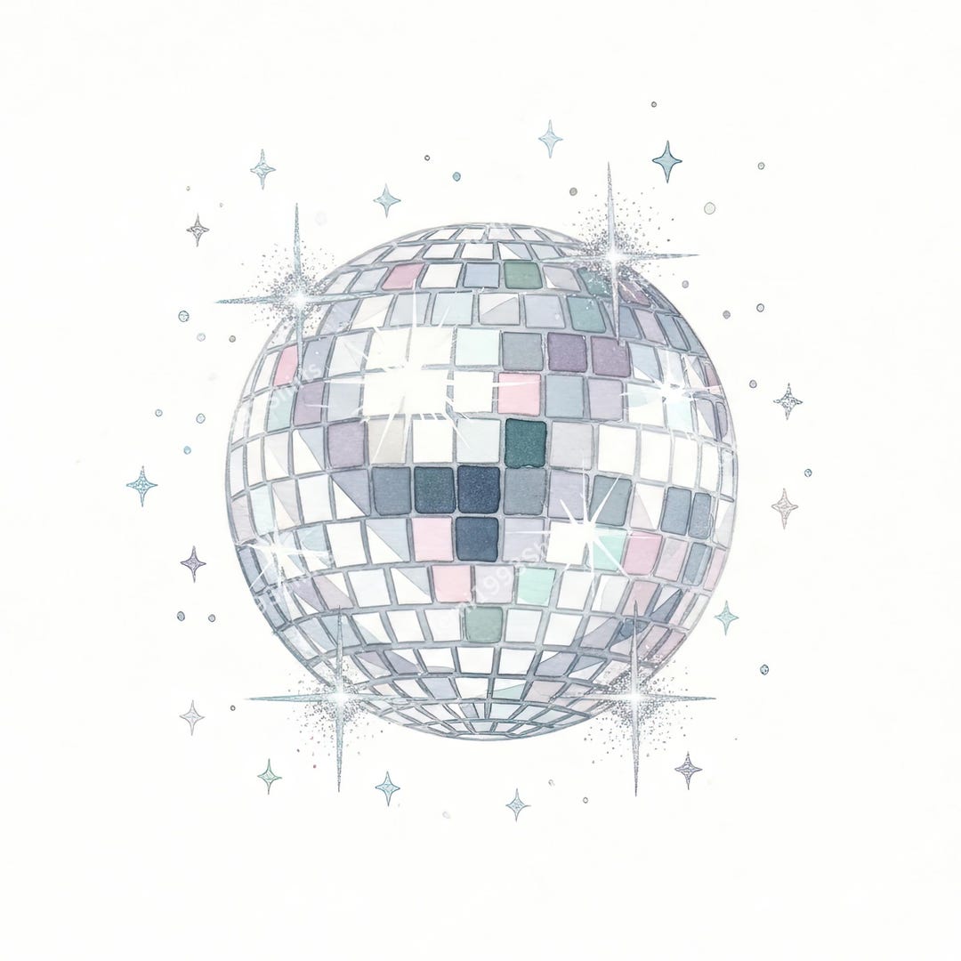 10 Disco Ball Watercolor Clipart JPG Bundle - Sparkling Party ...
