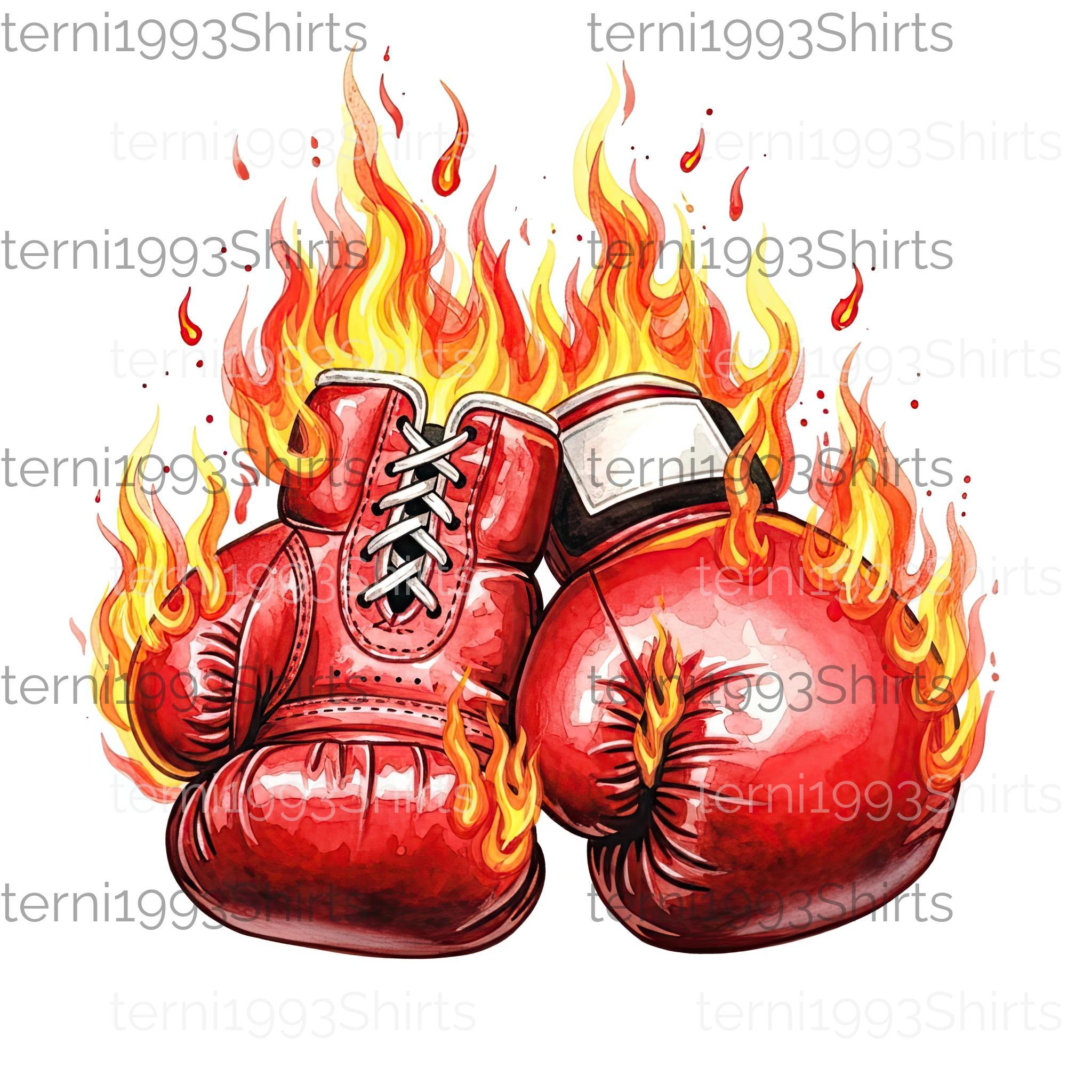 15 Boxing Gloves With Flames Watercolor Clipart JPG Bundle - Boxing ...
