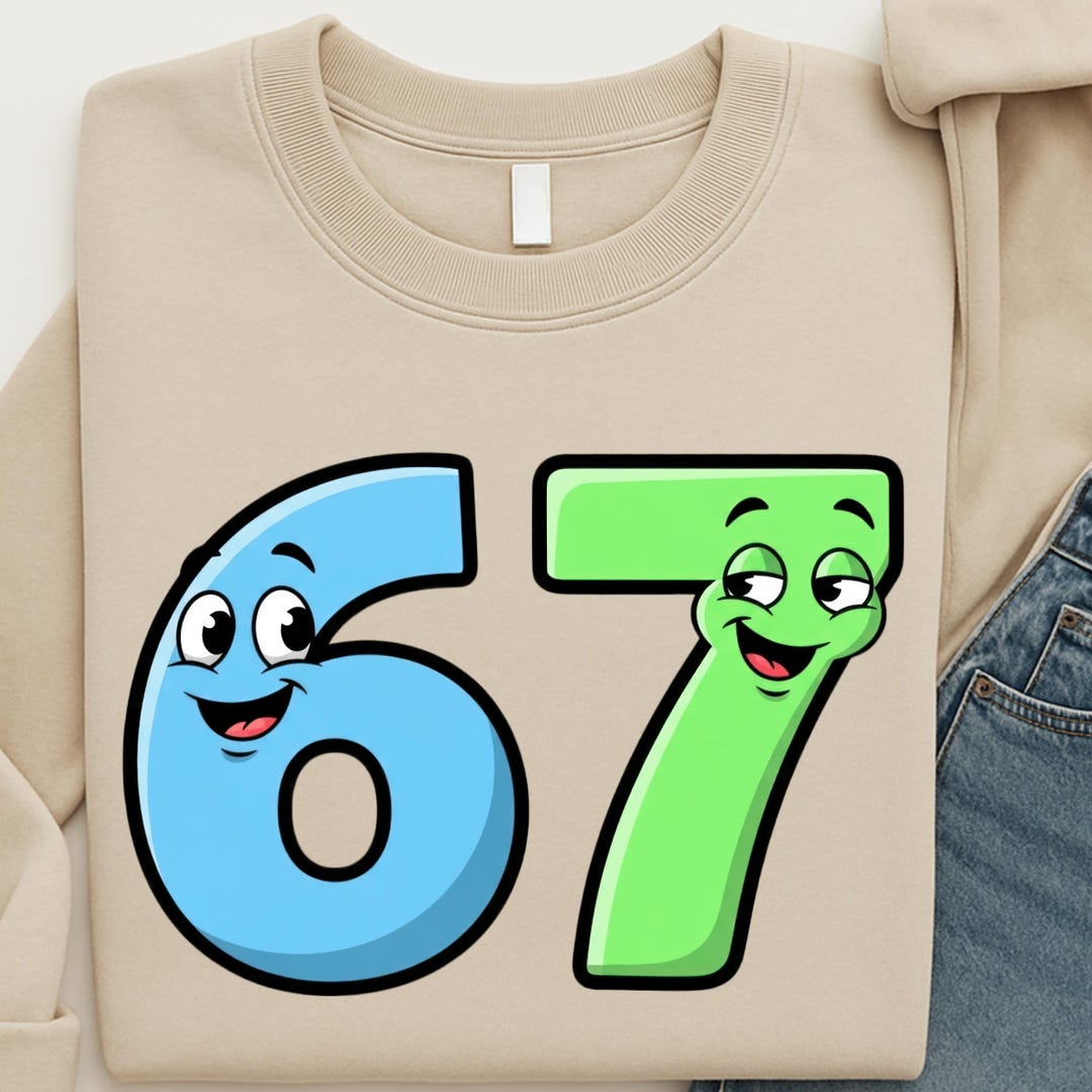 Cute 67 Meme Cartoon Numbers PNG - Six Seven PNG, 6 7 Clipart, Digital ...