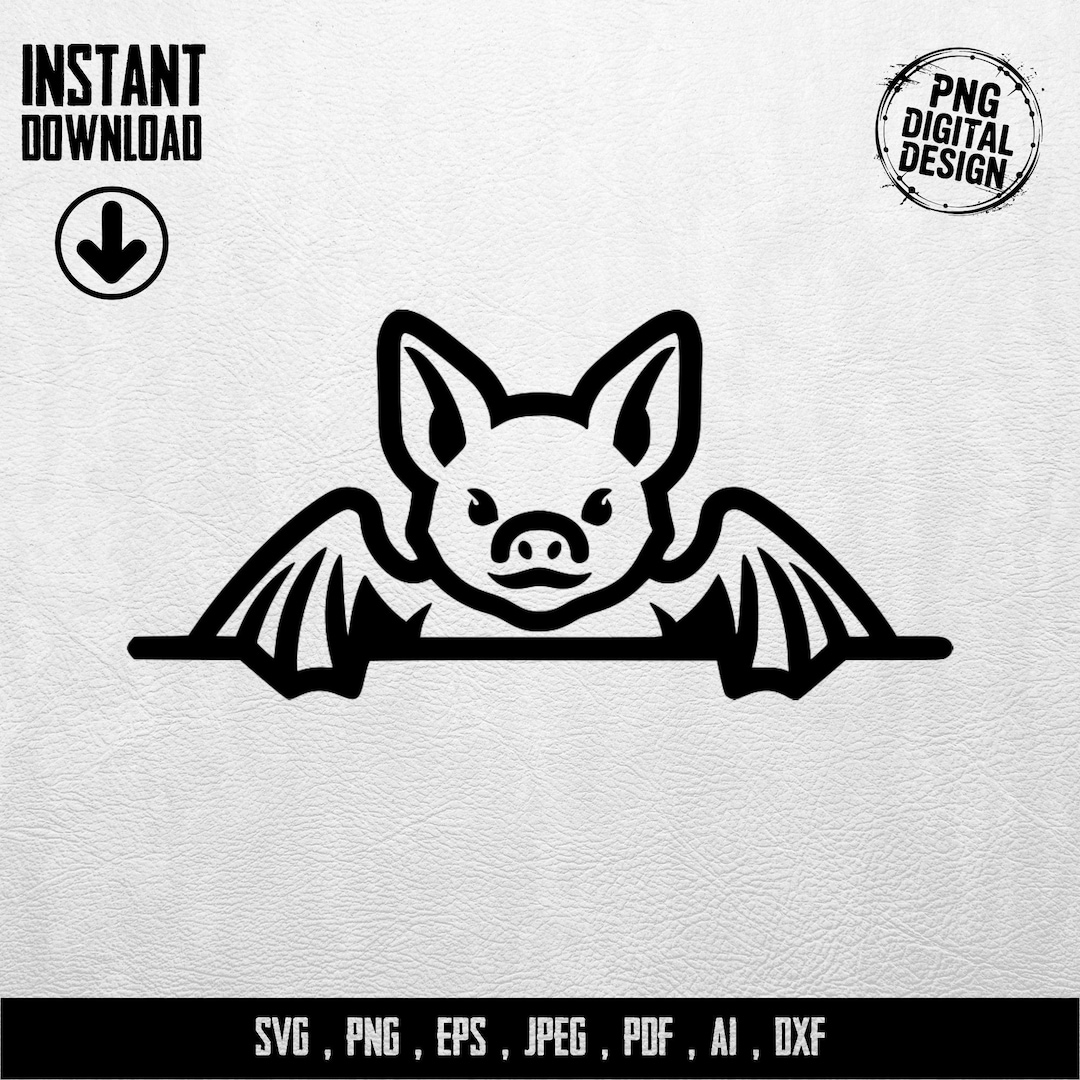 Cute Bat Peeking Digital SVG, Spooky Fun Design, Bat Silhouette ...