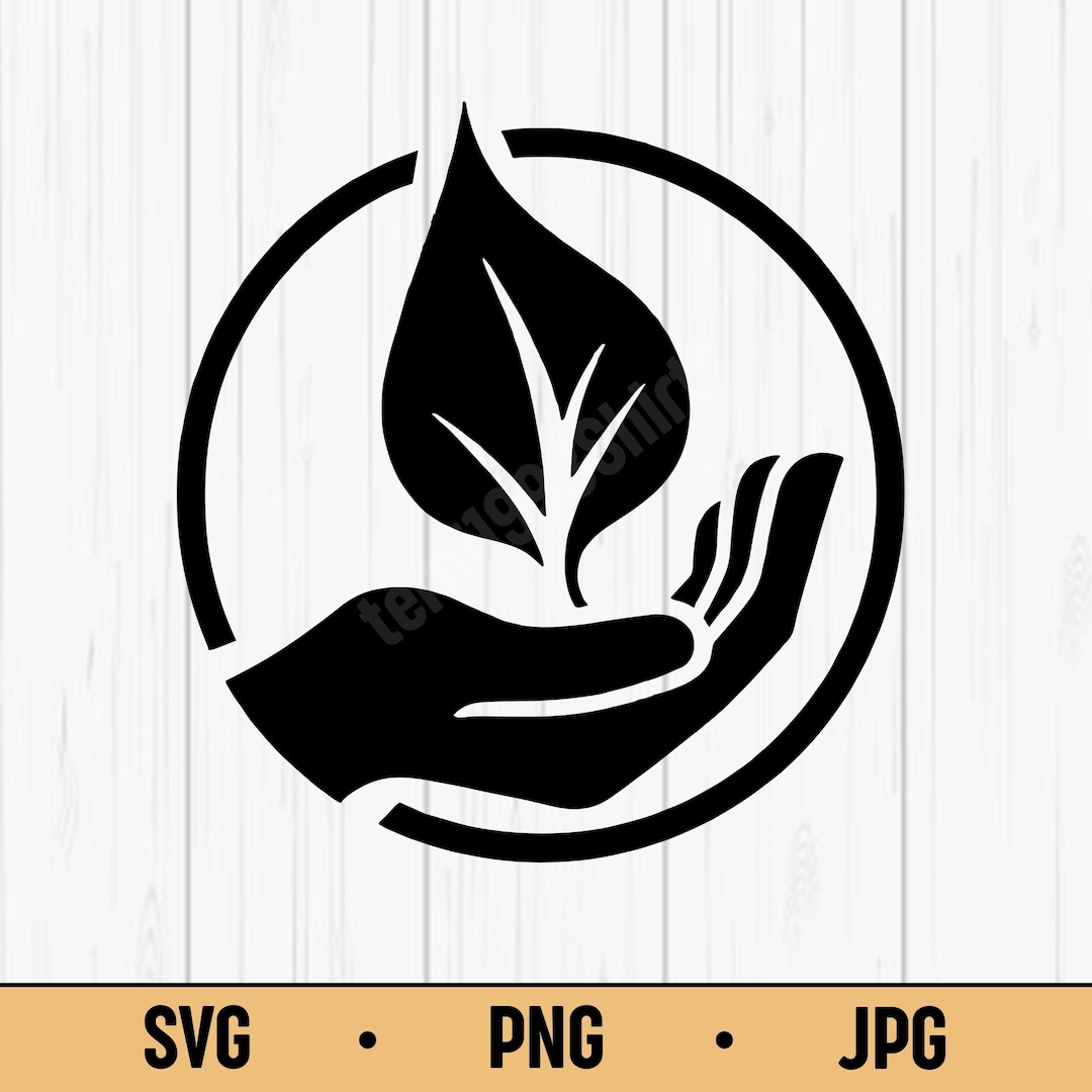 Leaf in Hand Logo SVG PNG JPG – Eco Support Symbol Vector, Digital ...