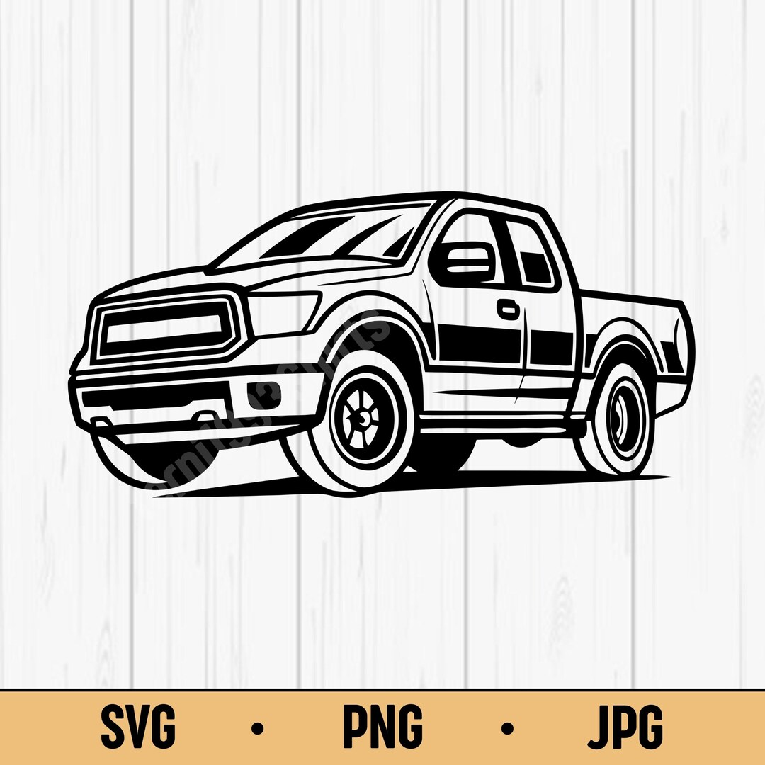 Pickup Truck SVG PNG – Bold Truck Silhouette Clipart, Black Vector ...