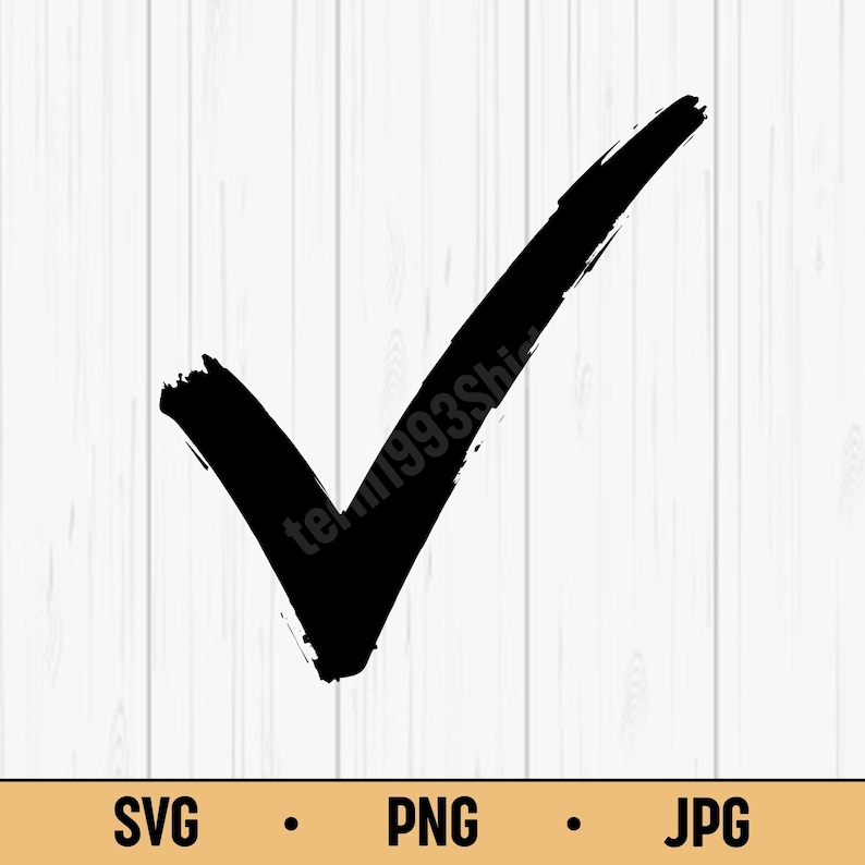 Brush Stroke Check Mark SVG PNG JPG – Bold Hand Drawn Tick Symbol ...