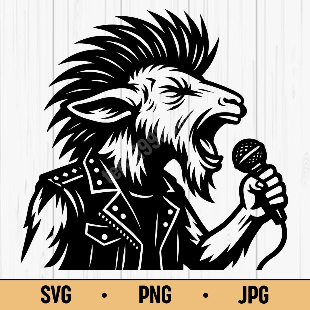 Rocker Goat SVG PNG JPG – Punk Goat With Microphone Clipart, Funny ...