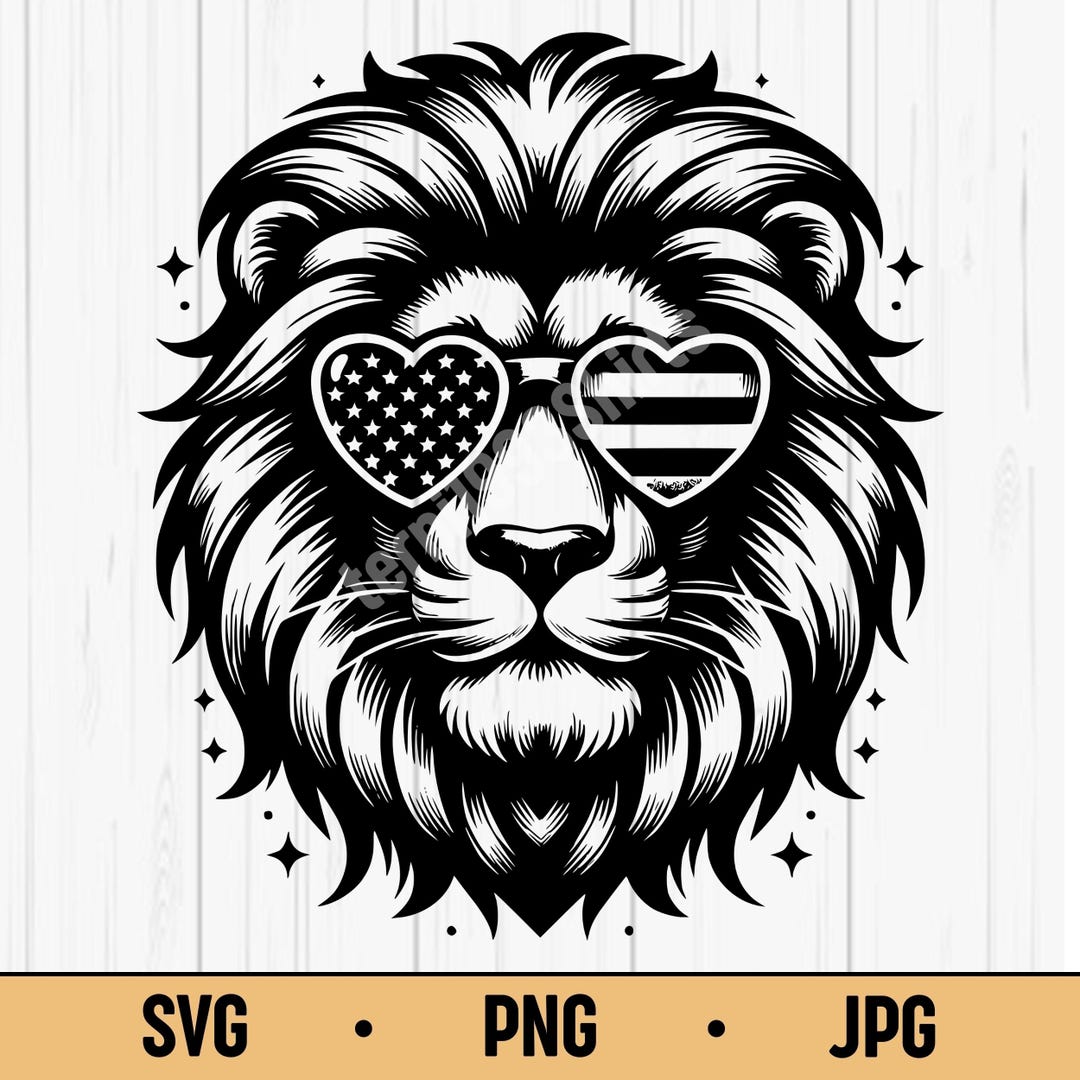 Lion USA Sunglasses SVG PNG – Patriotic Lion Head Vector, Digital ...