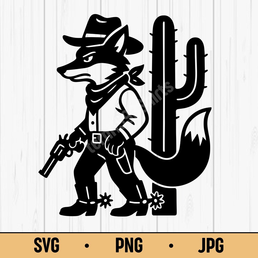 Cowboy Fox SVG PNG JPG – Wild West Fox Clipart With Hat and Boots, Cute ...