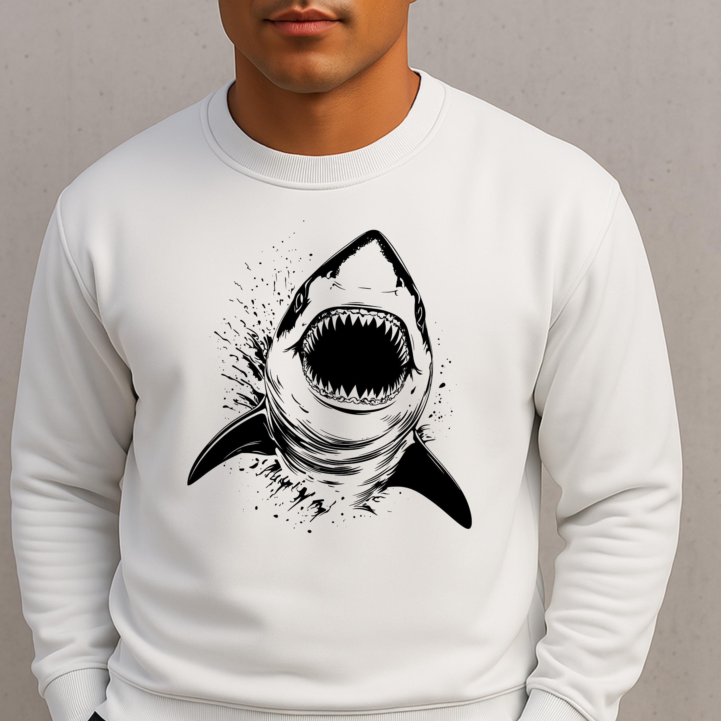 Aggressive Shark Attack SVG PNG – Fierce Ocean Predator Line Art ...