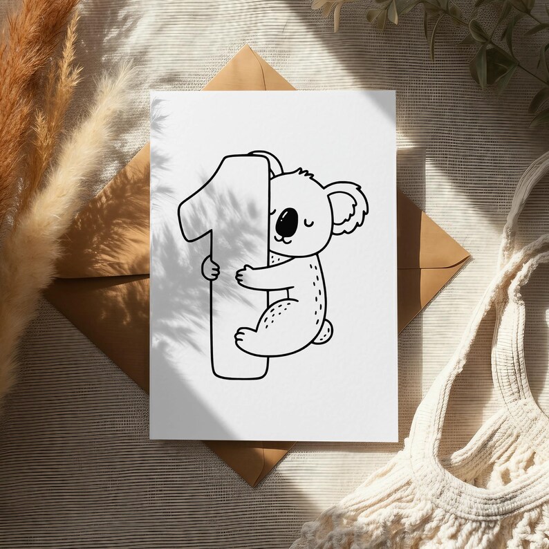 Koala Number 1 Digital Svg Png Eps Dxf, First Birthday, Cute Animal ...