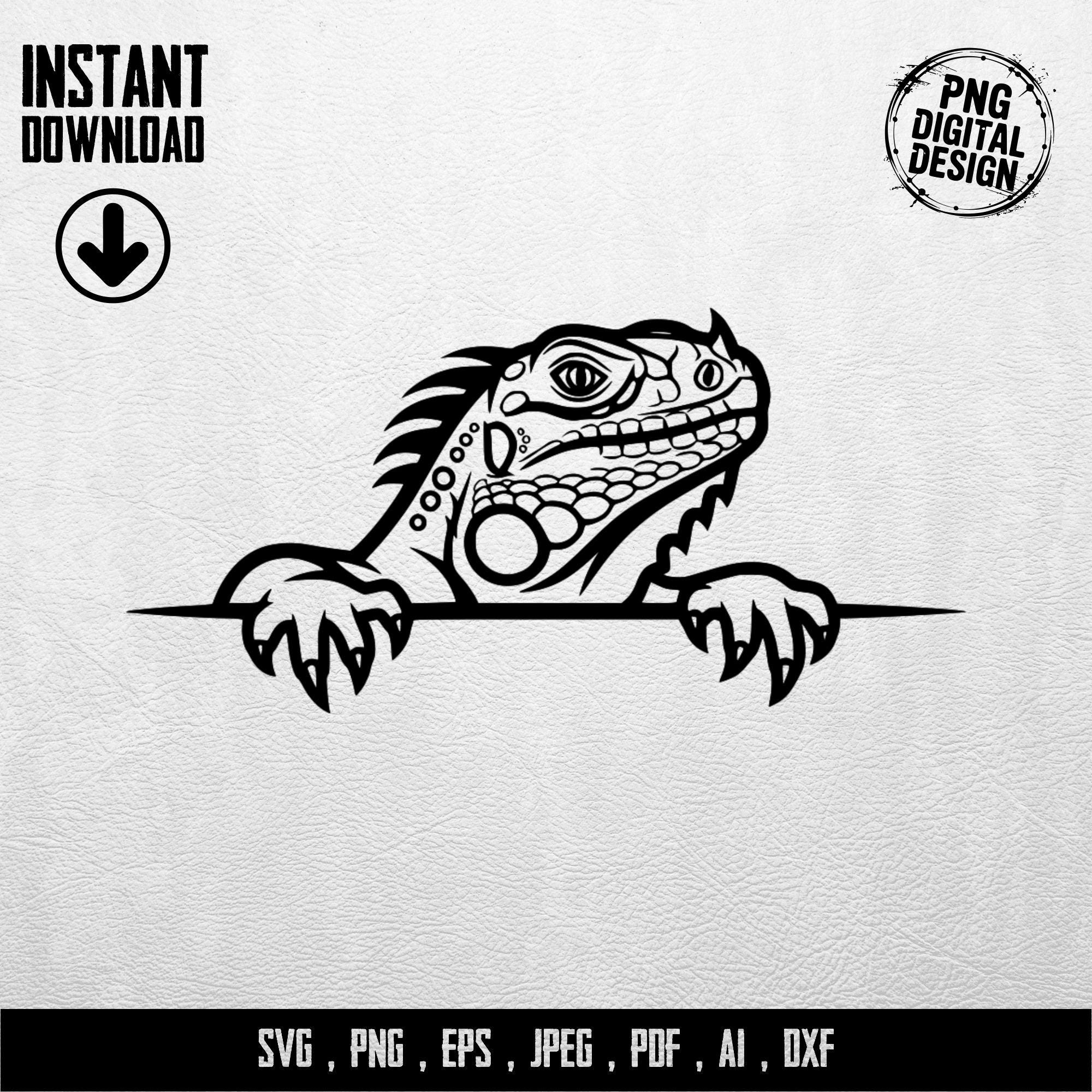 Iguana Peeking SVG, Lizard Clipart, Reptile Vector, Instant Download ...