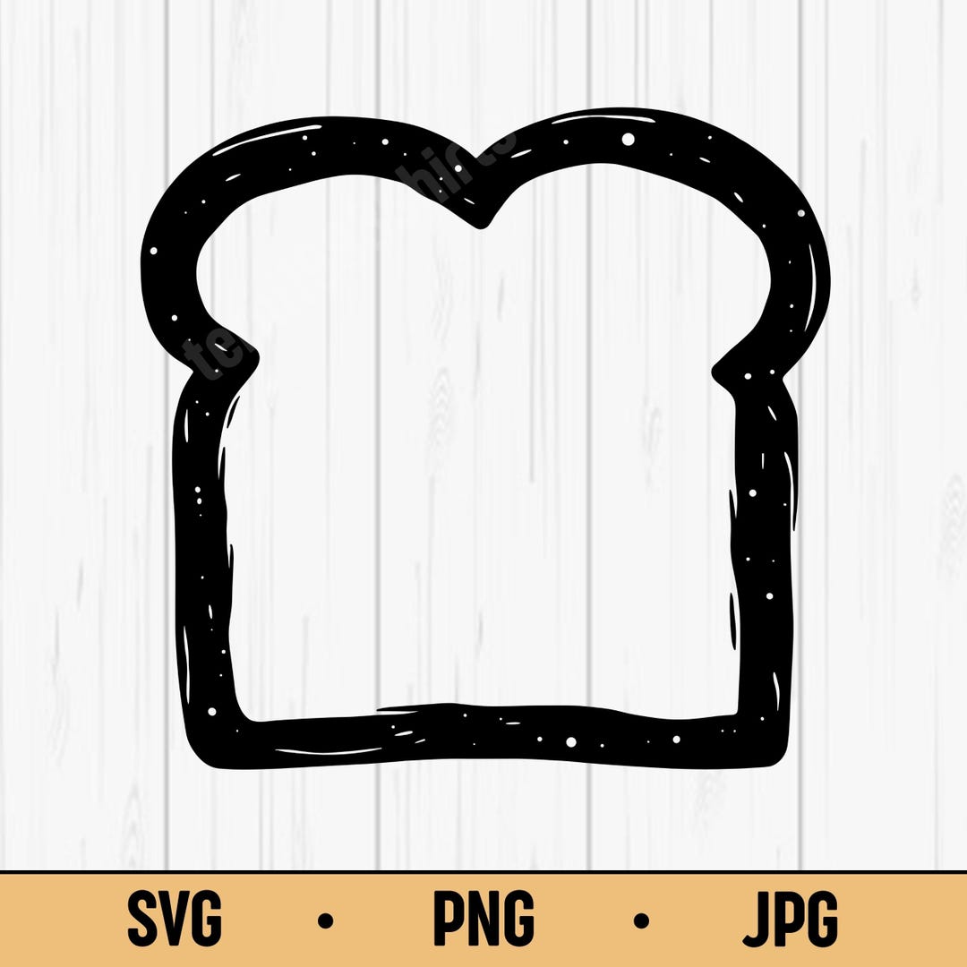 Toast Bread SVG PNG – Hand Drawn Bread Slice Outline Clipart, Cute ...