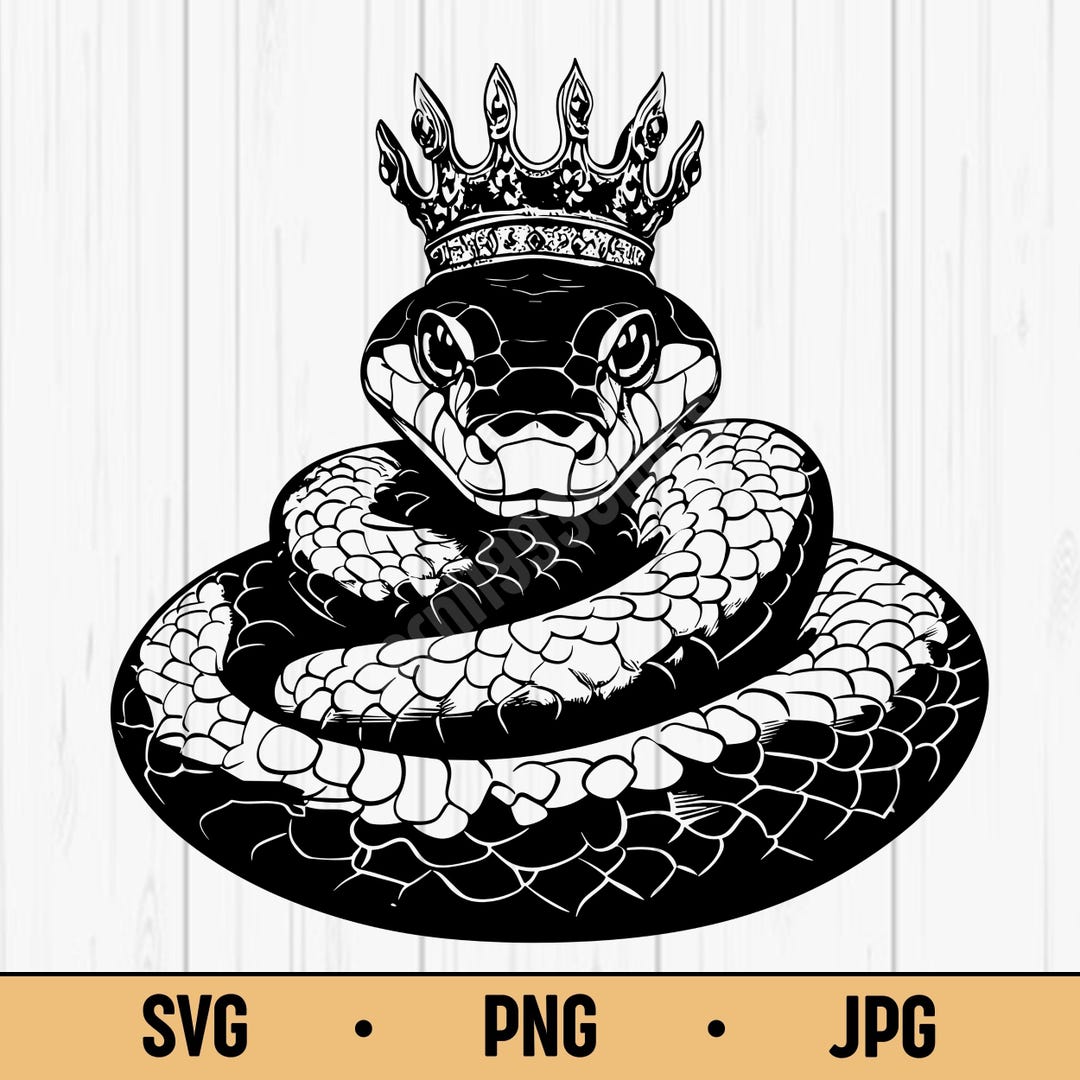 Royal Snake SVG PNG JPG – Coiled Snake With Crown Clipart, King Serpent ...