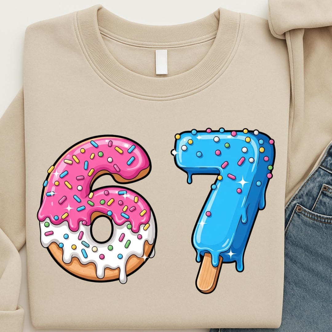 Sprinkle Donut 67 Meme PNG - Cute Candy 6 7 Numbers Clipart, Six Seven ...
