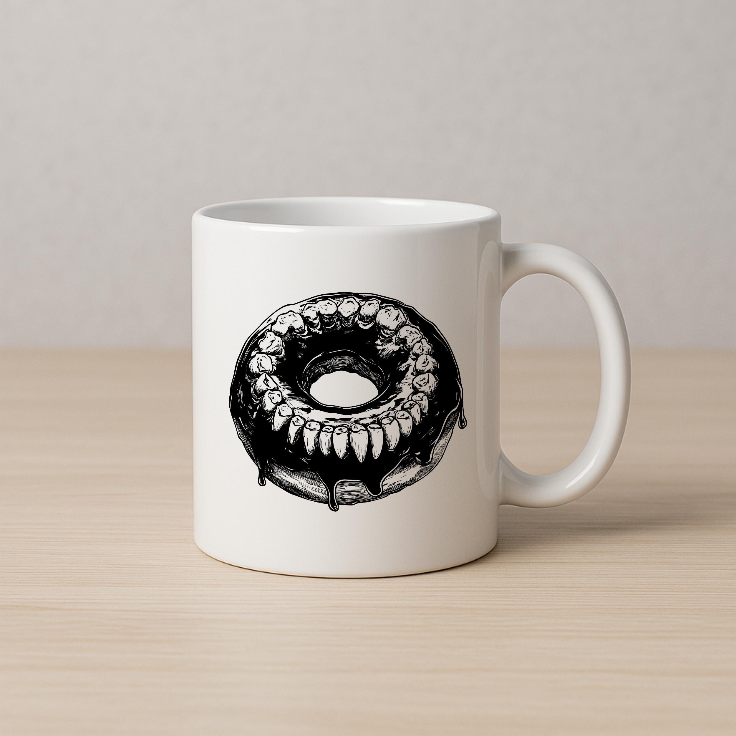 Creepy Donut With Teeth SVG PNG – Horror Food Line Art Digital Download ...