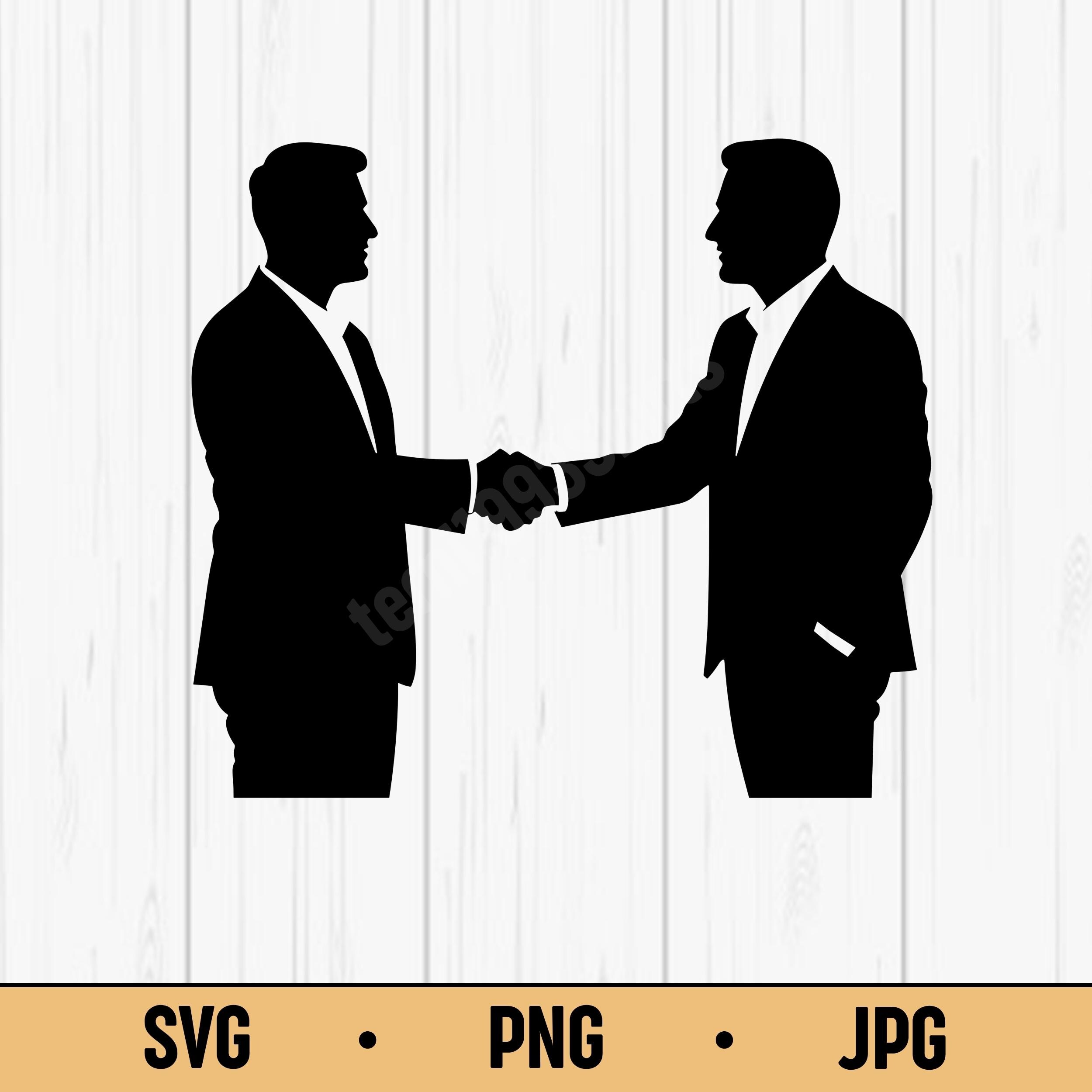Business Handshake Silhouette SVG PNG JPG – Two Men Shaking Hands ...