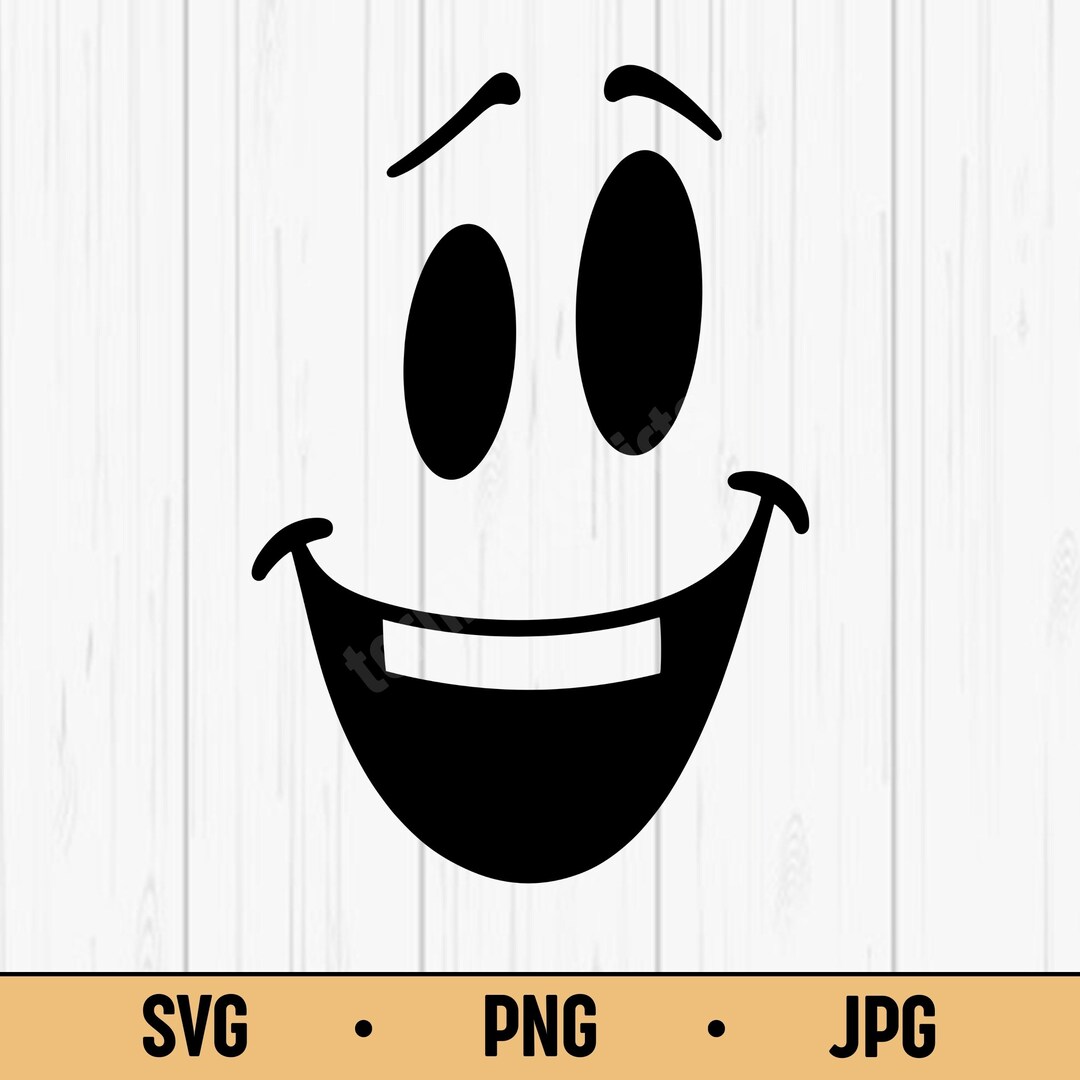 Smiley Face SVG PNG – Happy Cartoon Face Silhouette Clipart, Funny ...