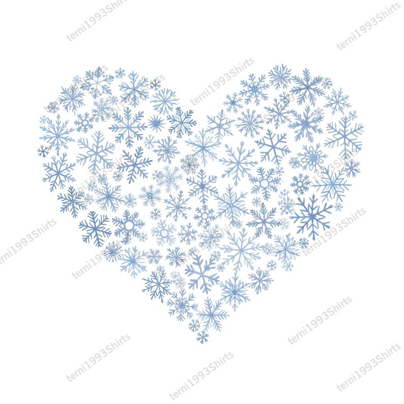 10 Heart Snowflakes Watercolor Clipart JPG Bundle - Winter Heart ...