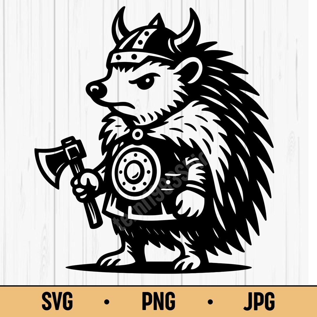 Viking Hedgehog SVG PNG JPG – Warrior Animal Vector, Digital Download ...