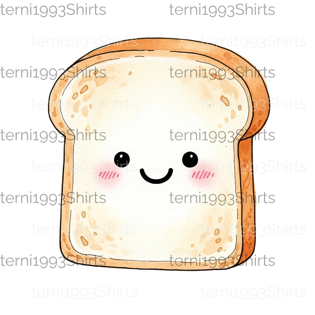 10 Smiling Toasts Watercolor Clipart JPG Bundle - Cartoon Illustration ...