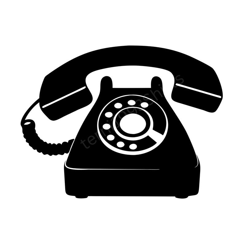 Telephone Silhouette SVG PNG JPG - Rotary Phone Clipart, Digital ...