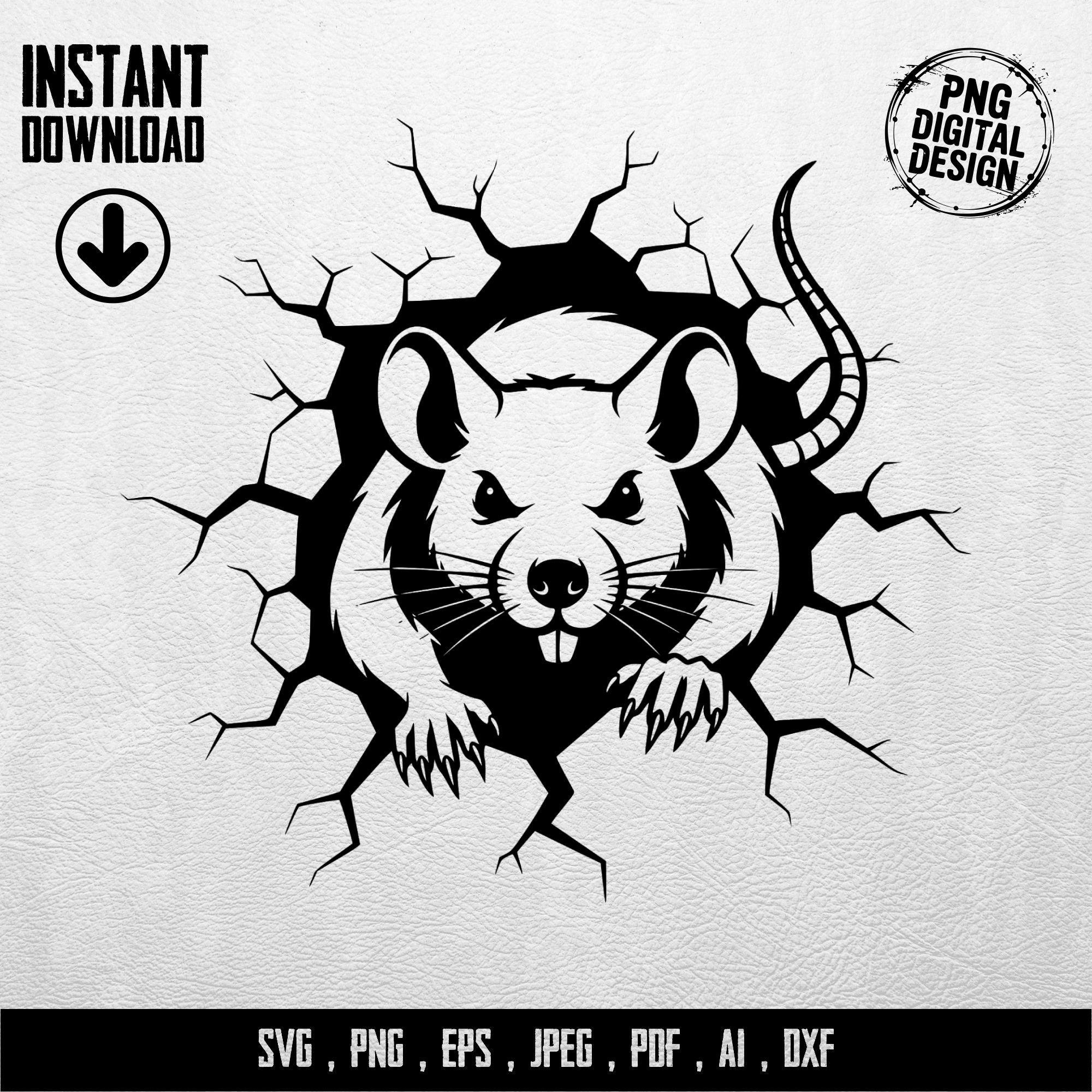 Rat Breaking Wall Digital Svg Png Eps Dxf, Mouse Printable Cricut ...