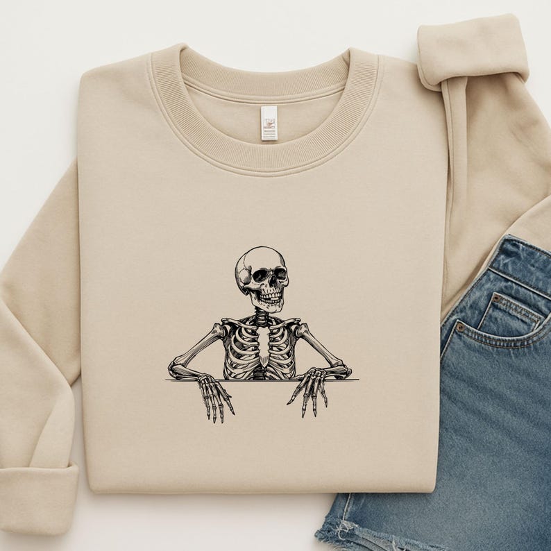 Skeleton Peeking SVG PNG JPG – Creepy Human Skeleton Drawing, Horror ...