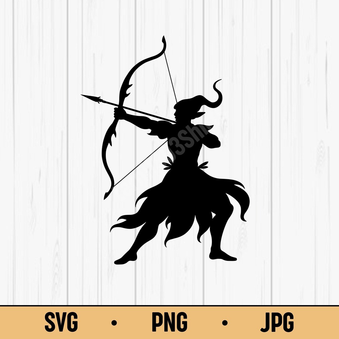 Archer Warrior SVG PNG – Bow and Arrow Silhouette Vector, Fantasy Hero ...