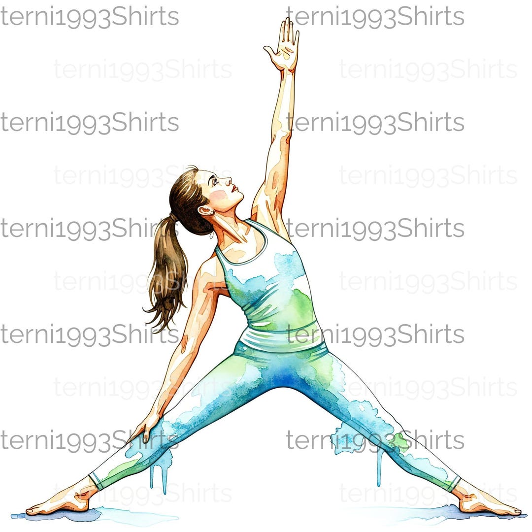 10 Abstract Women Doing Yoga Watercolor Clipart JPG Bundle - Fitness ...