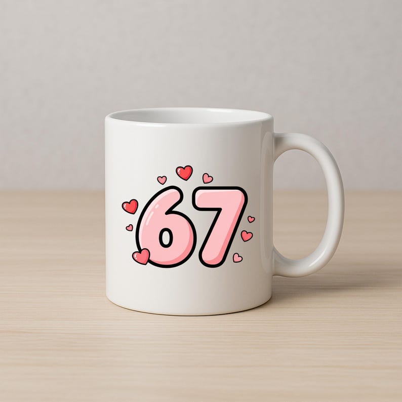 Cartoon Pink 67 Meme PNG - Cute Heart Theme 6 7 Trend, Viral Meme ...