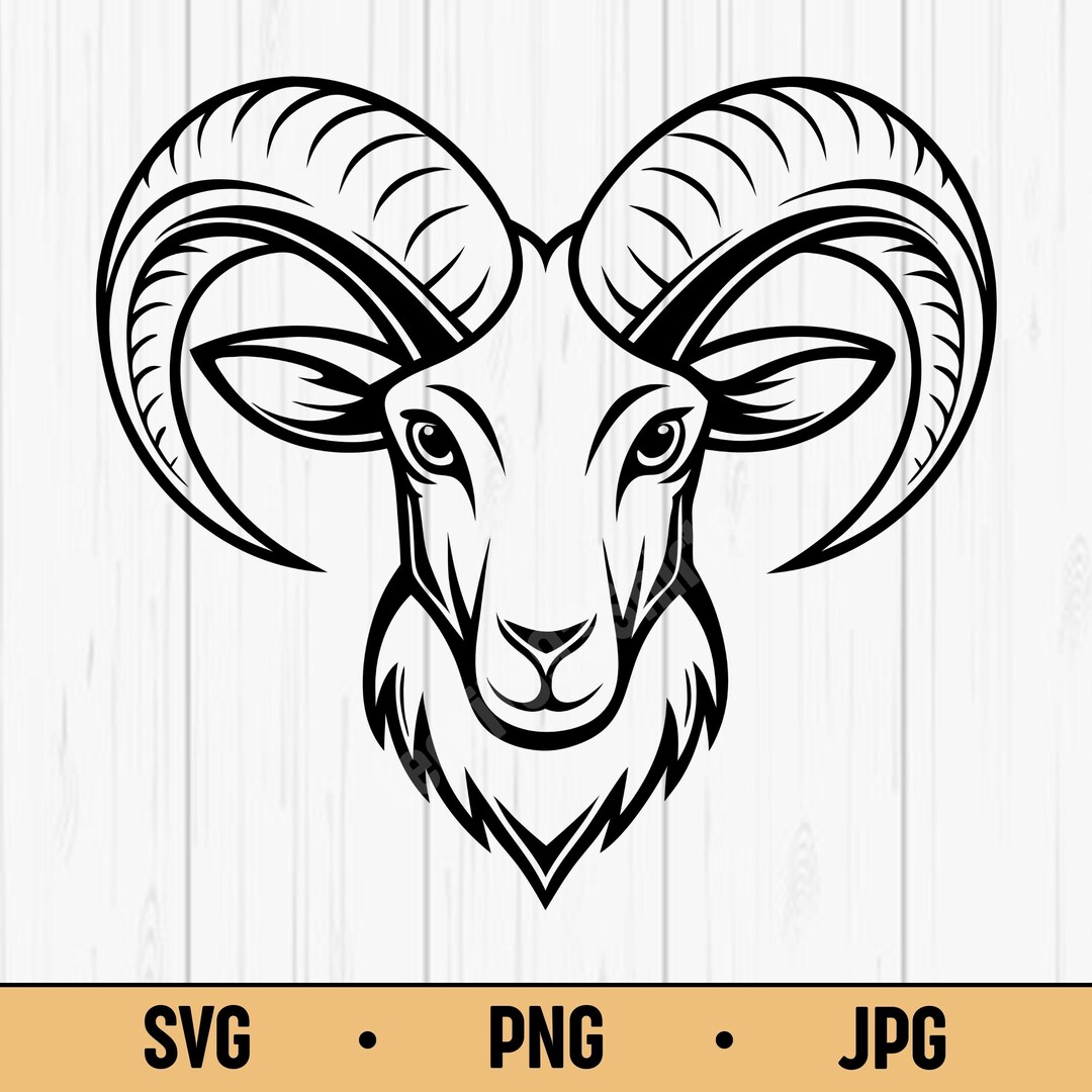 Ram Head Illustration SVG for Clipart, Instant Download, Sublimation ...