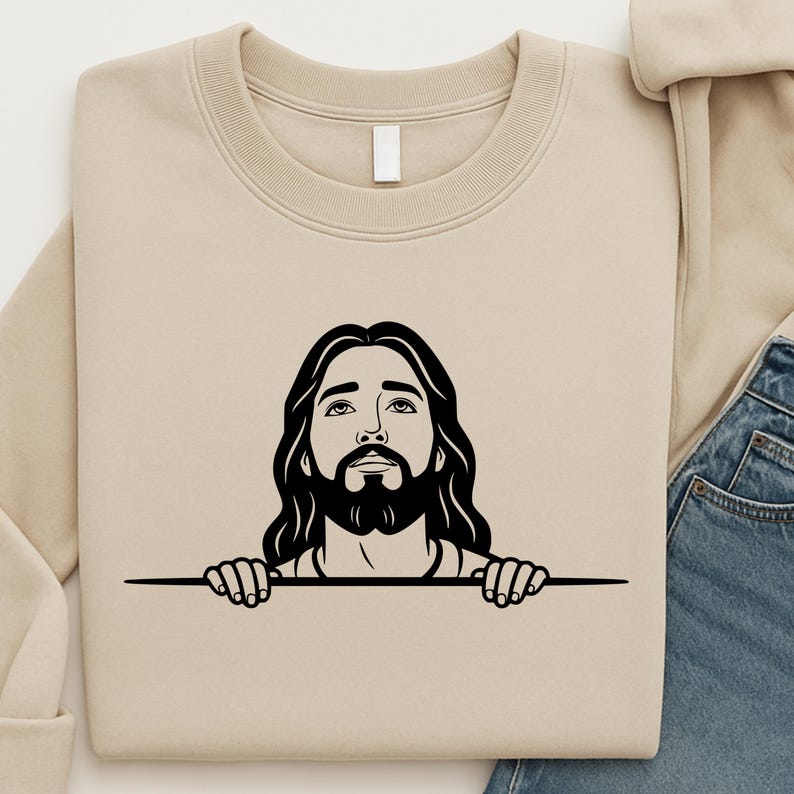 6 Peeking Jesus Svg Png Dxf Eps Pdf Bundle - Funny Religious Christian ...