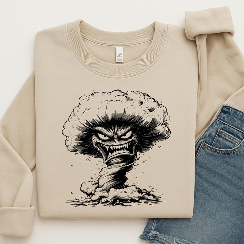 Angry Tornado SVG PNG JPG – Cartoon Twister Face Clipart, Funny Cyclone ...