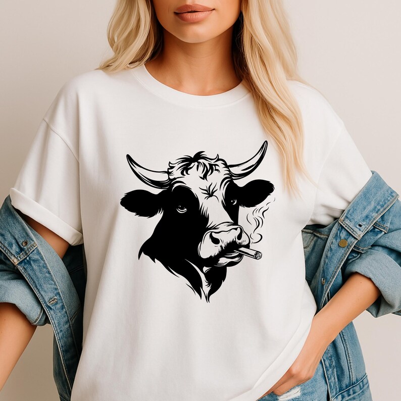 Smoking Cow PNG SVG – Cool Cartoon Cow Head With Cigarette Illustration ...