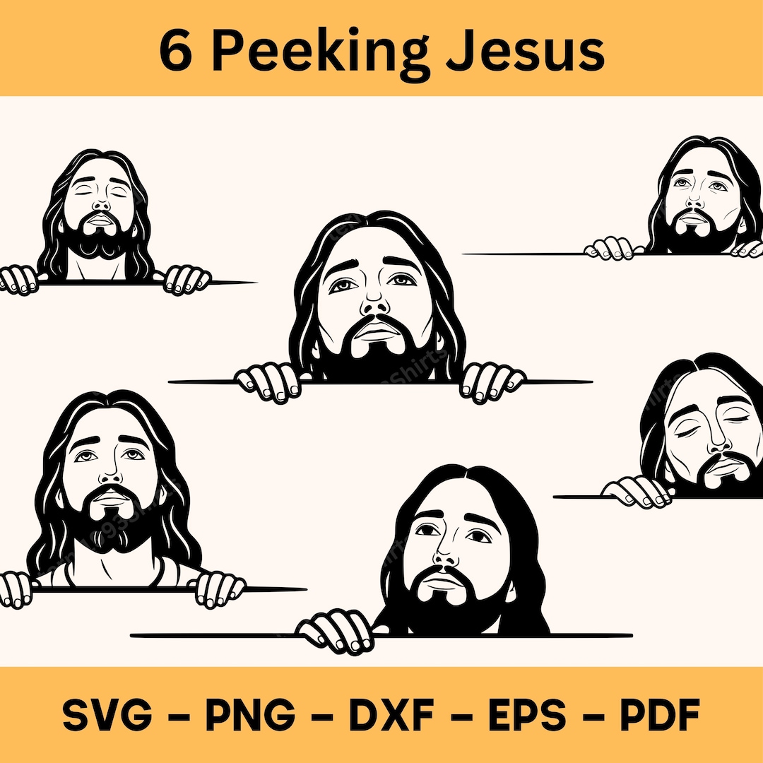 6 Peeking Jesus Svg Png Dxf Eps Pdf Bundle - Funny Religious Christian ...