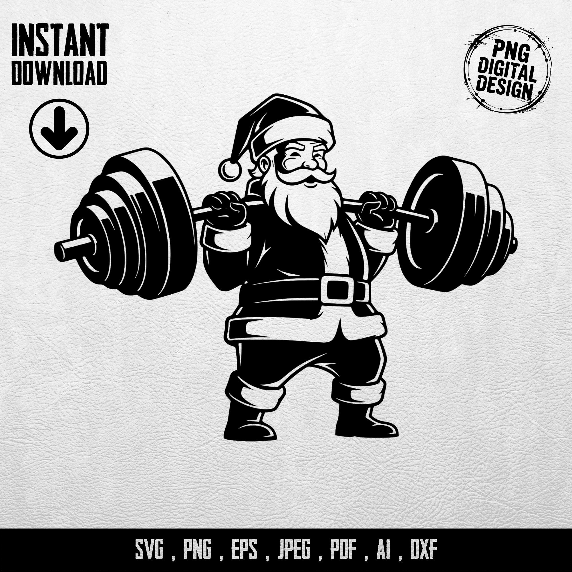 Santa Claus Weightlifting Digital Design, Christmas Gym SVG PNG Clipart ...