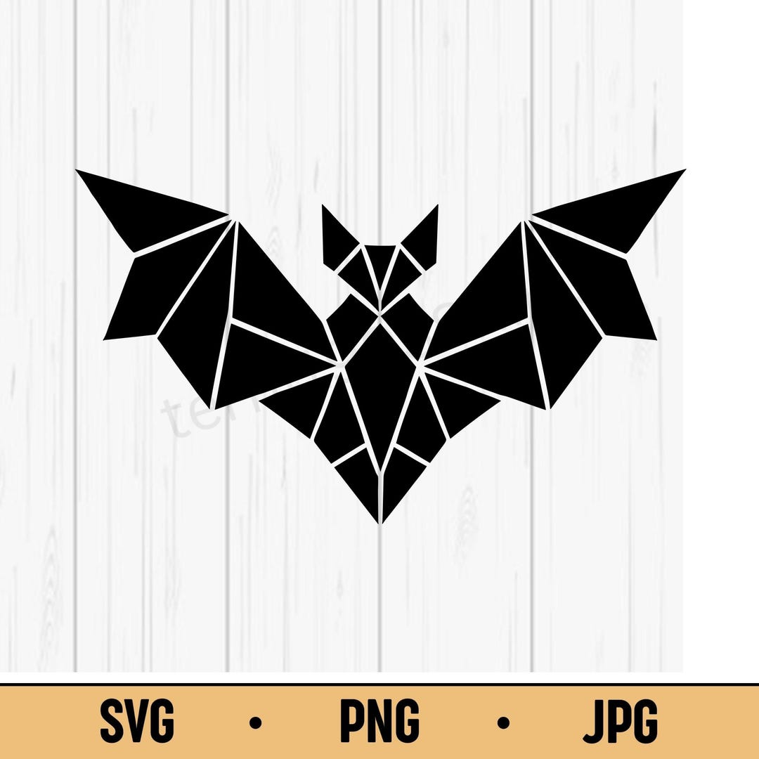 Geometric Bat SVG PNG JPG – Flying Polygon Bat Vector, Halloween Animal ...