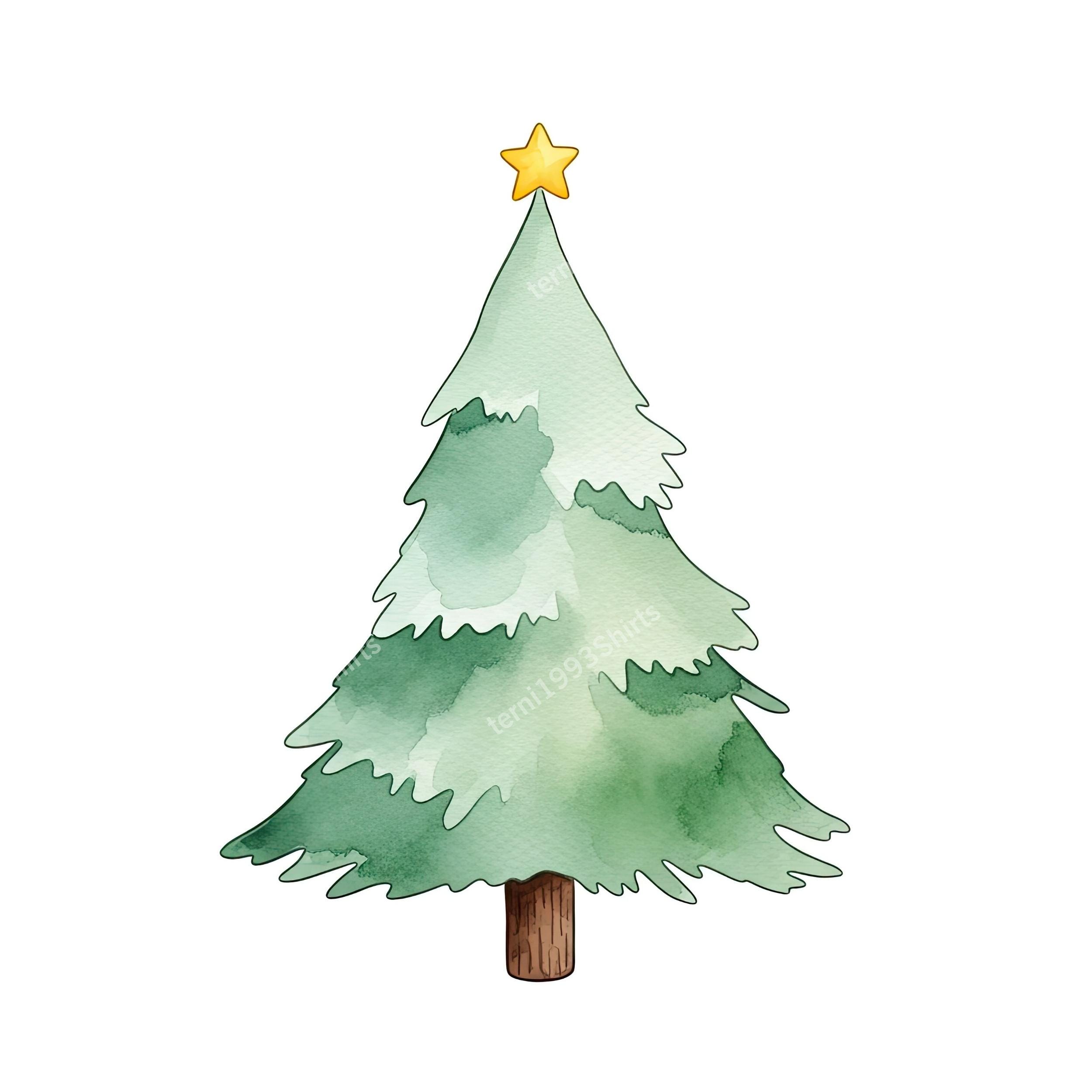 15 Christmas Trees Watercolor Clipart Bundle - Christmas Tree JPG ...