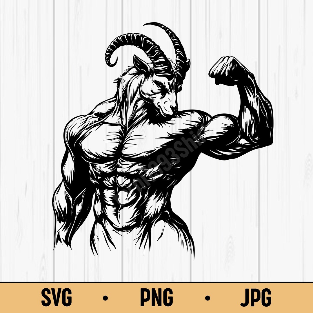 Strong Goat Flexing SVG PNG JPG – Muscular Animal Bodybuilder Vector ...