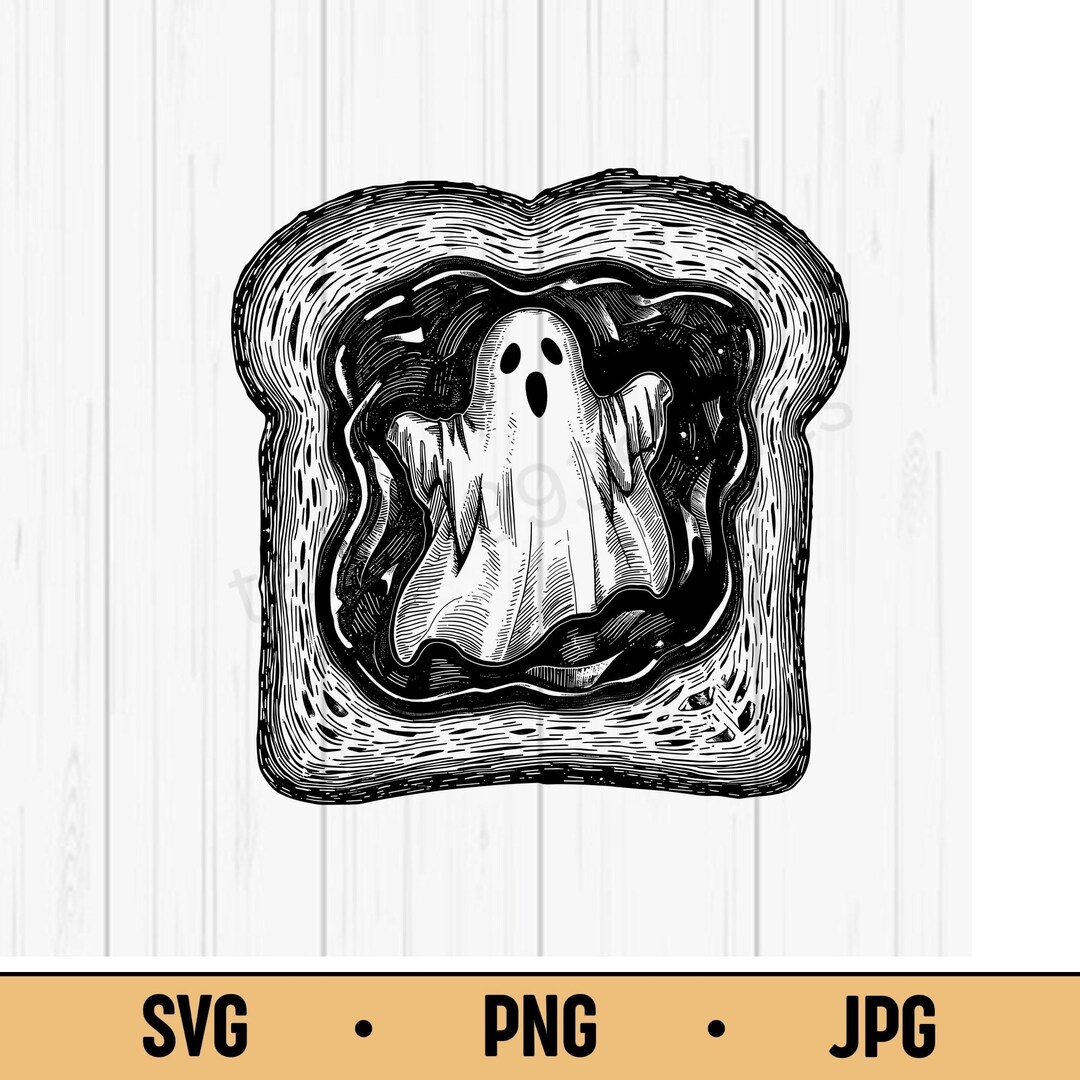 Ghost Toast SVG PNG JPG – Haunted Bread Slice With Ghost Face ...