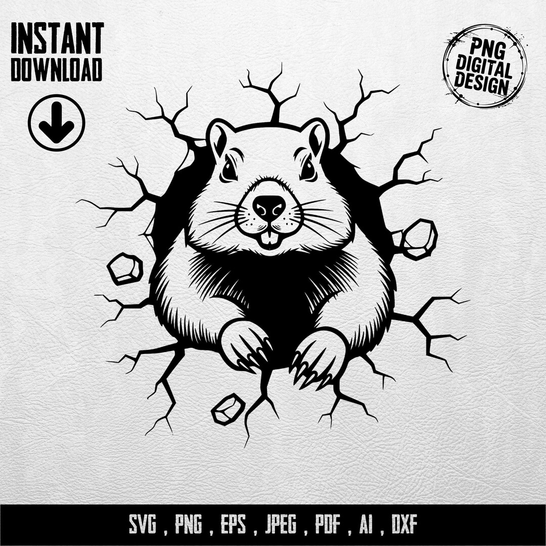 Groundhog Digital Svg Png Eps Dxf, Cute Marmot Clipart, Groundhog Day ...