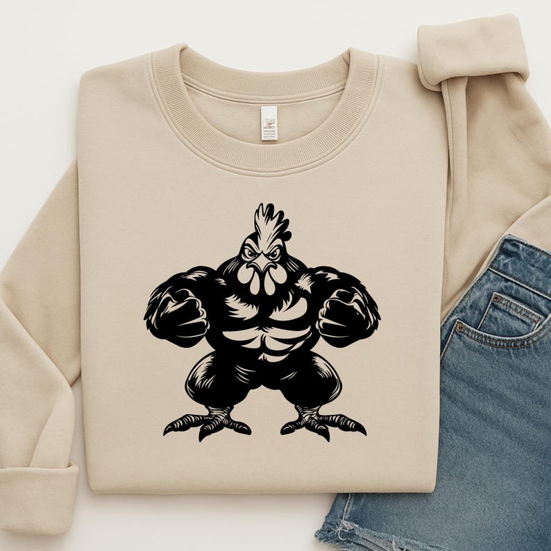 Muscular Chicken Sublimation SVG PNG JPG – Funny Strong Rooster Vector ...