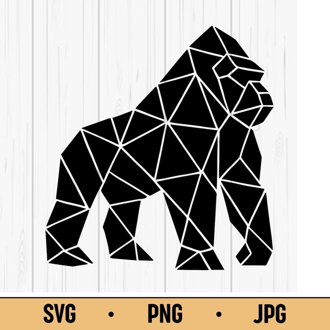 Geometric Gorilla SVG PNG JPG – Polygon Ape Vector, Abstract Jungle ...